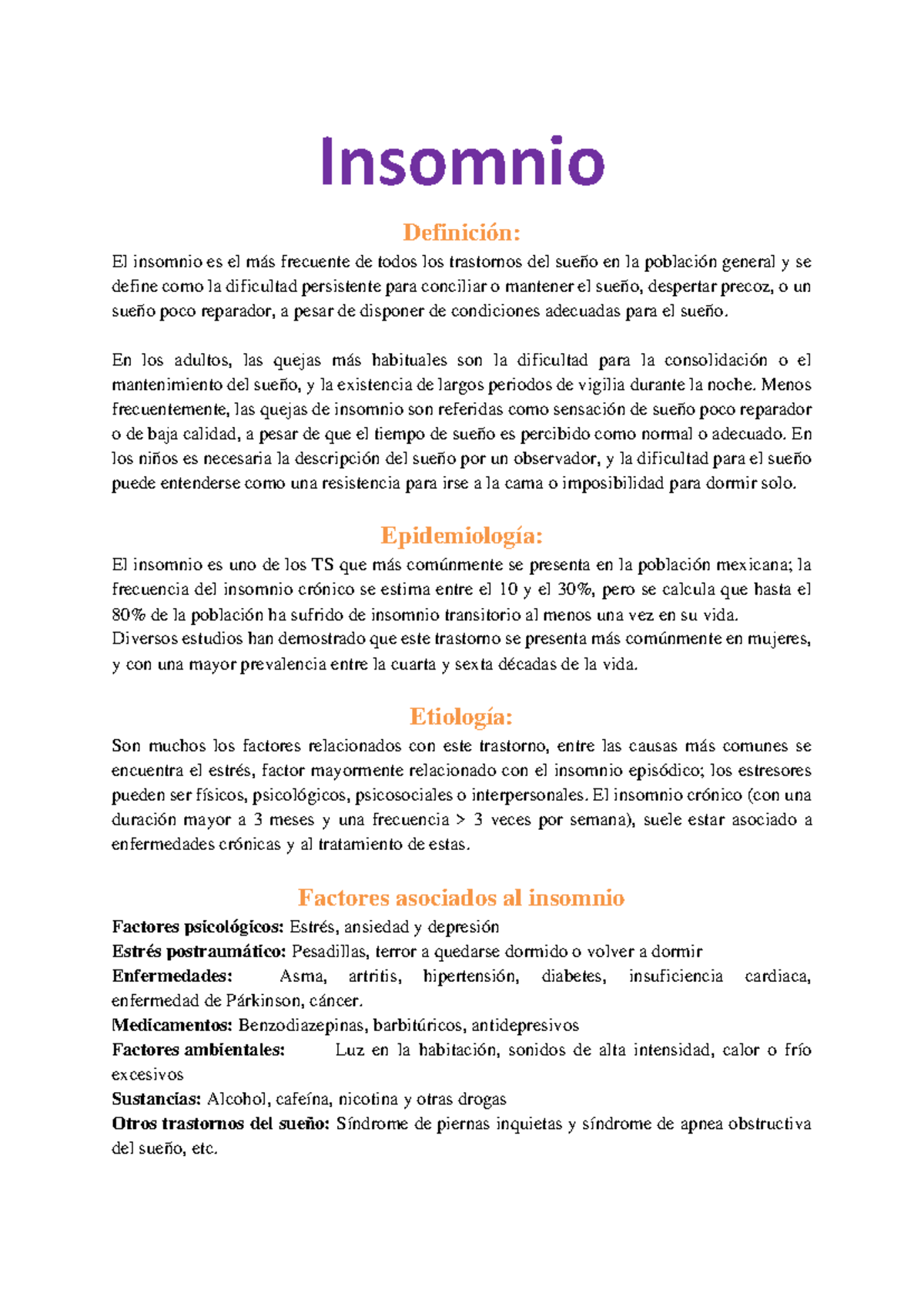 Insomnio - Insomnio Definición: El insomnio es el más frecuente de ...