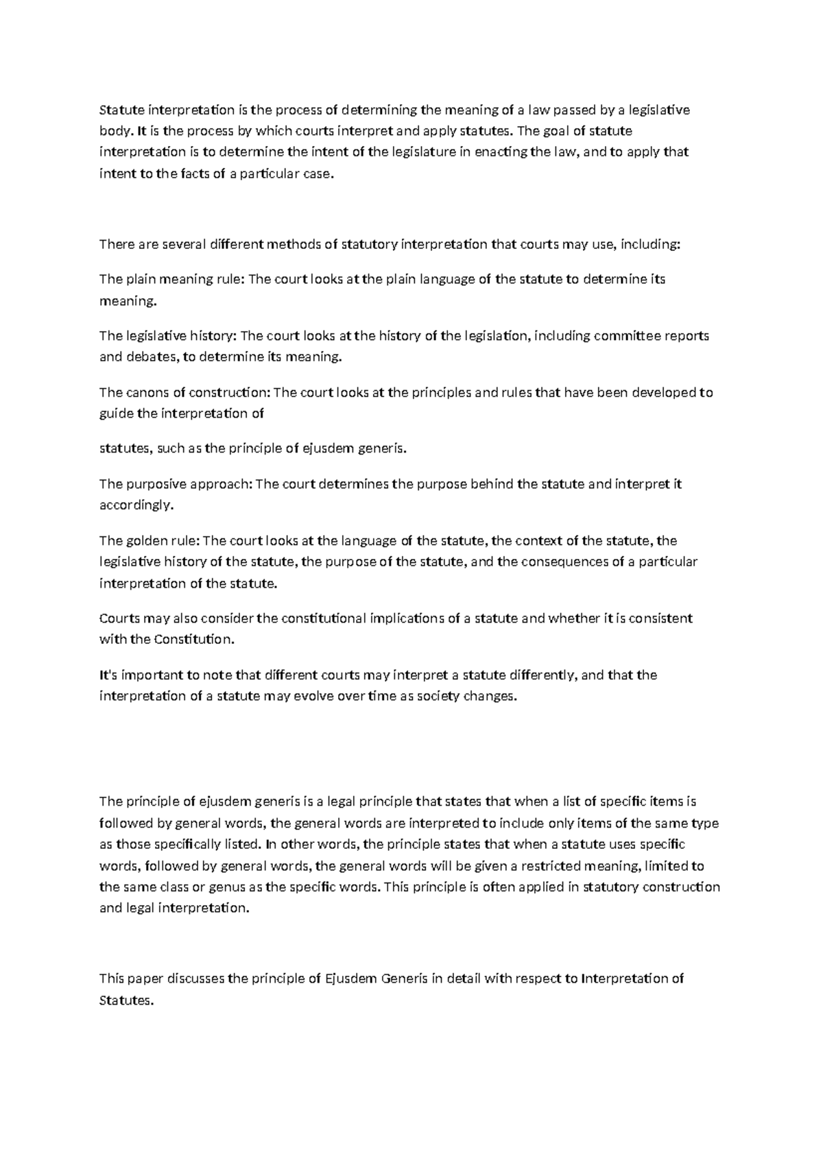 Ejusdem generis - Statute interpretation is the process of determining ...