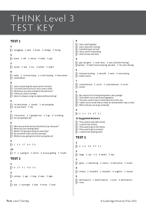 Think level 3. Extension test. Answer key - TEST 1 1 1 is still working ...