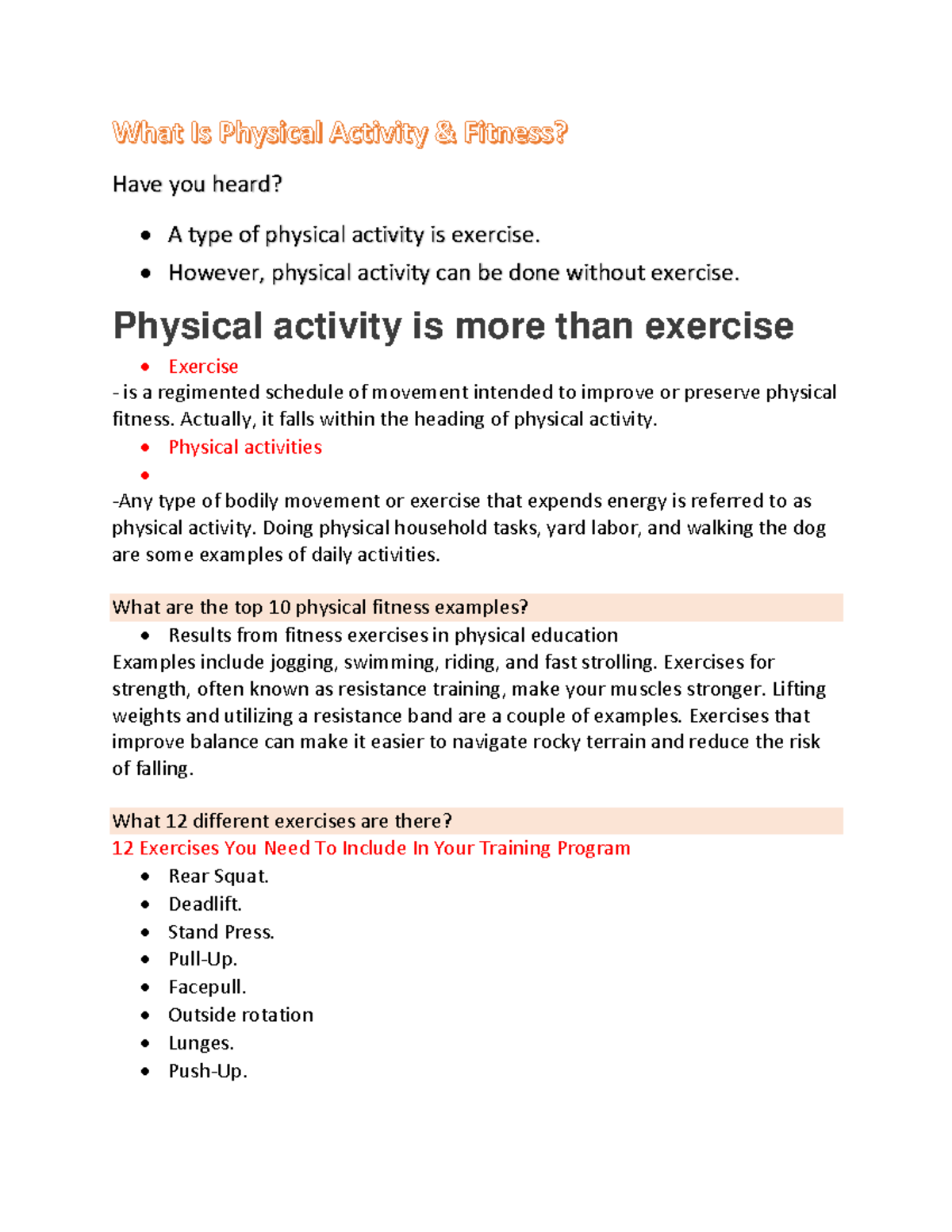 Physical Education - Have you heard? A type of physical activity is ...