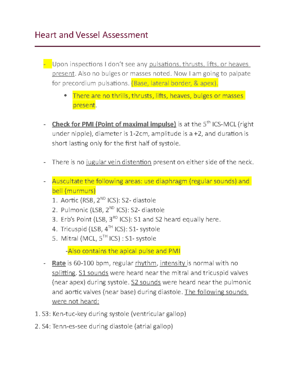 Heart and Vessel Assessment - Heart and Vessel Assessment Upon ...