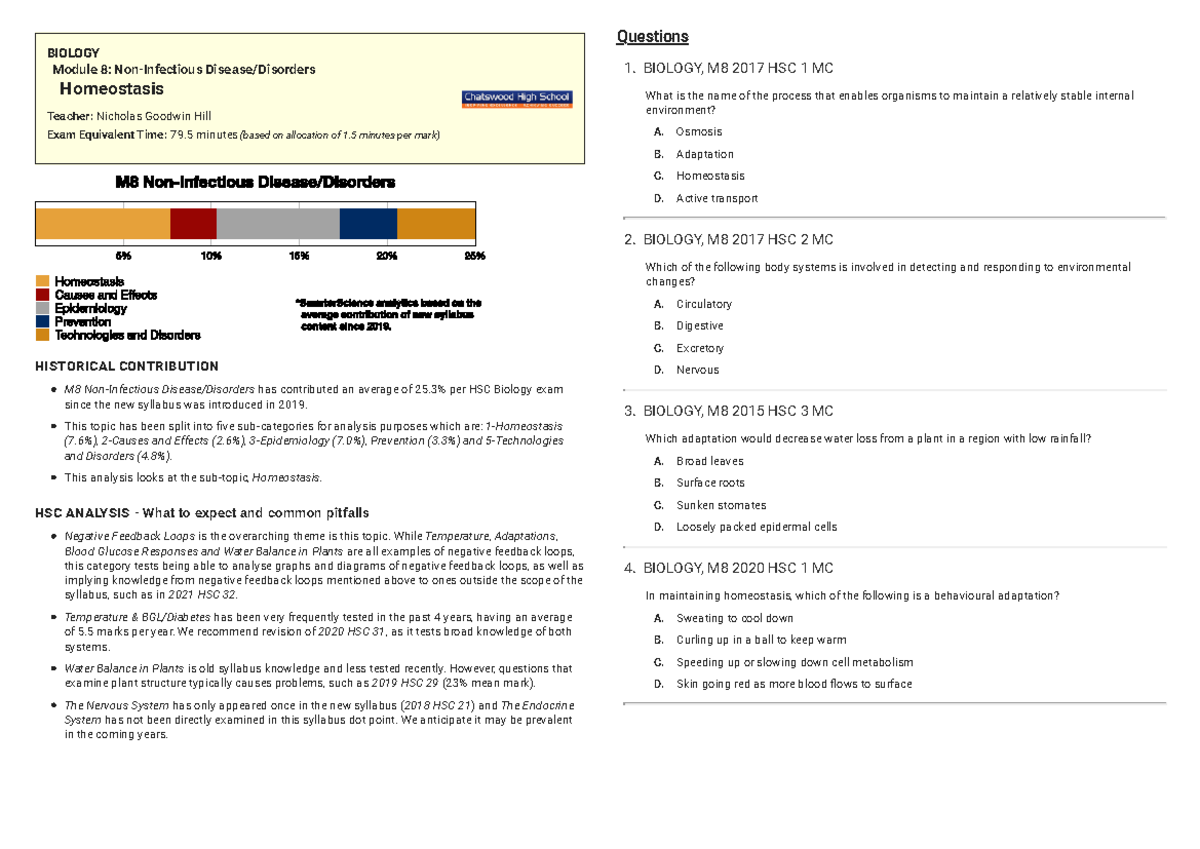 Non-infectious disease questions - BIOLOGY Module 8: Non-Infectious ...