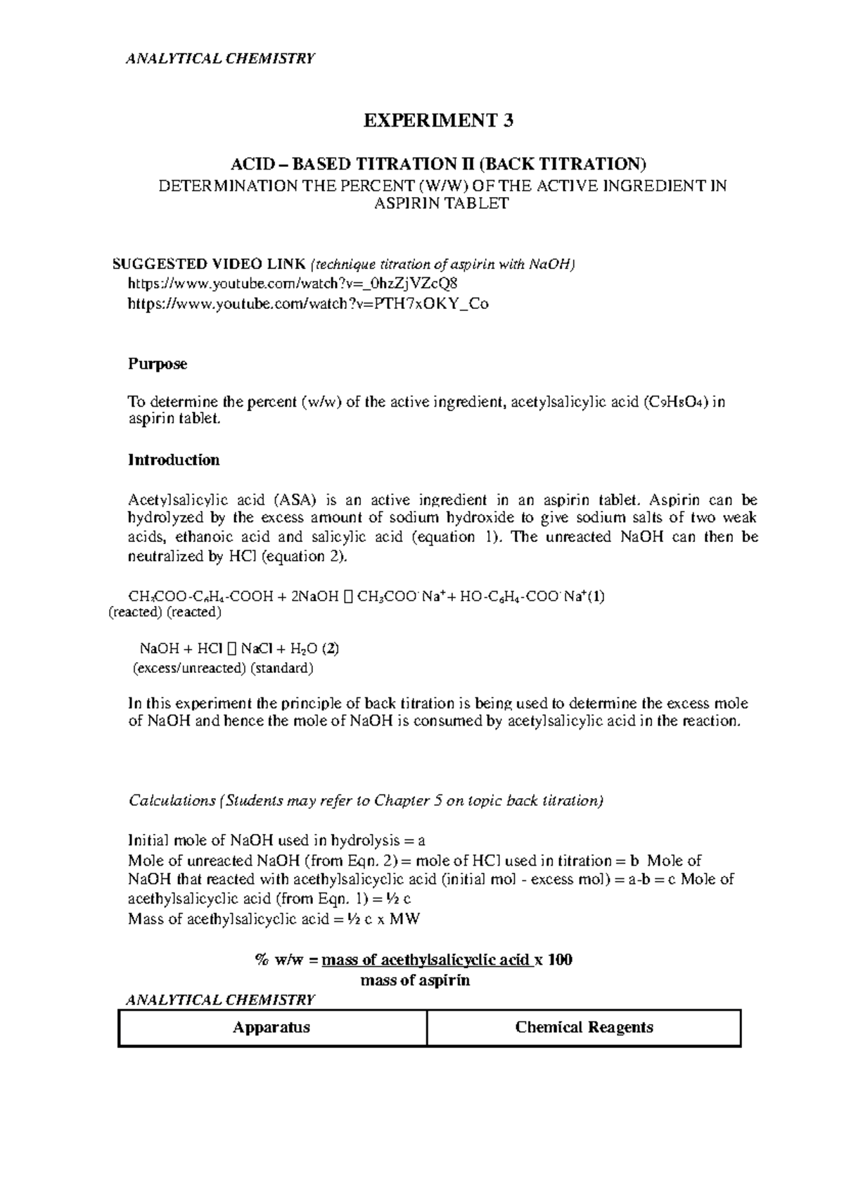 EXP 3 Laboratory Manual + Report Sheet - ANALYTICAL CHEMISTRY ...