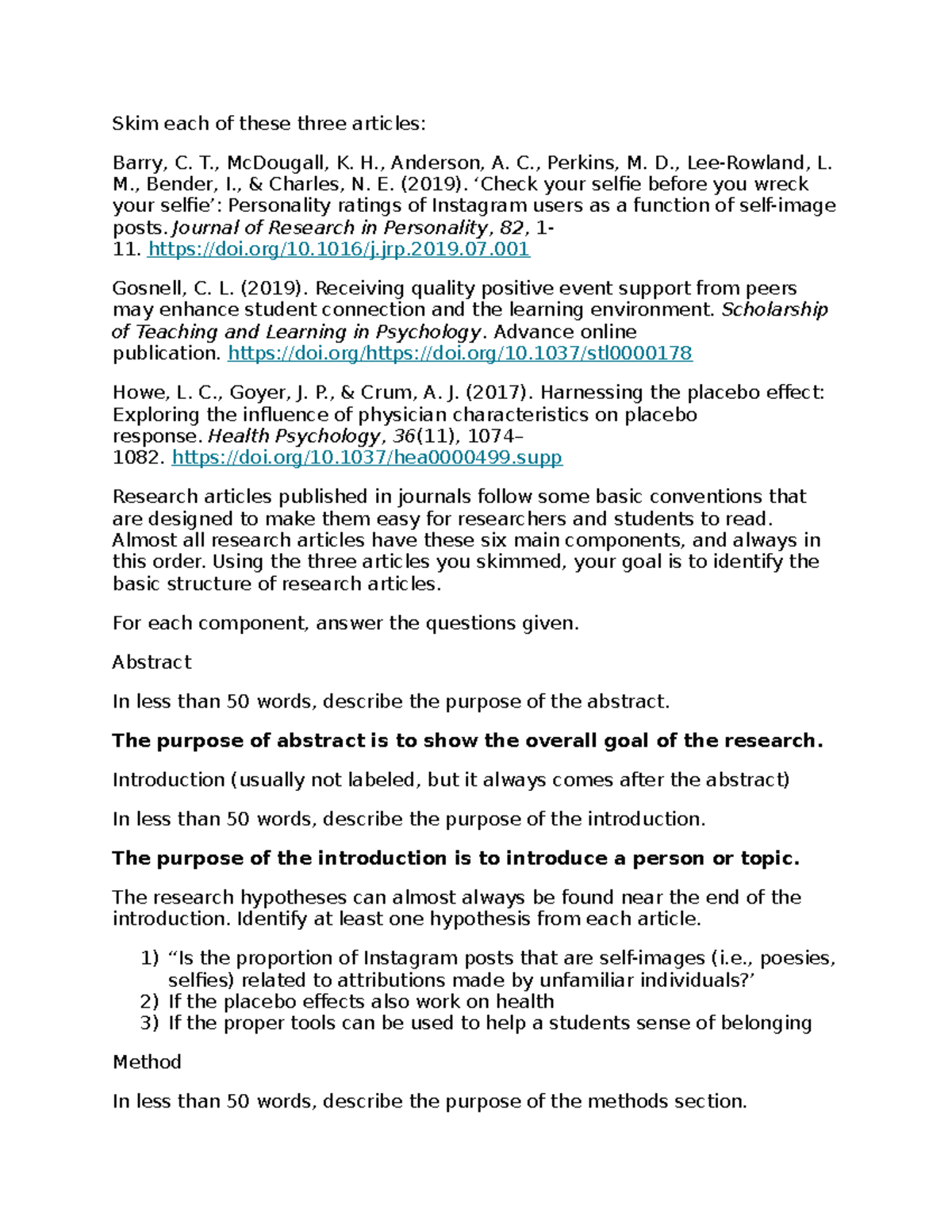 Journal articles assignment - Skim each of these three articles: Barry ...