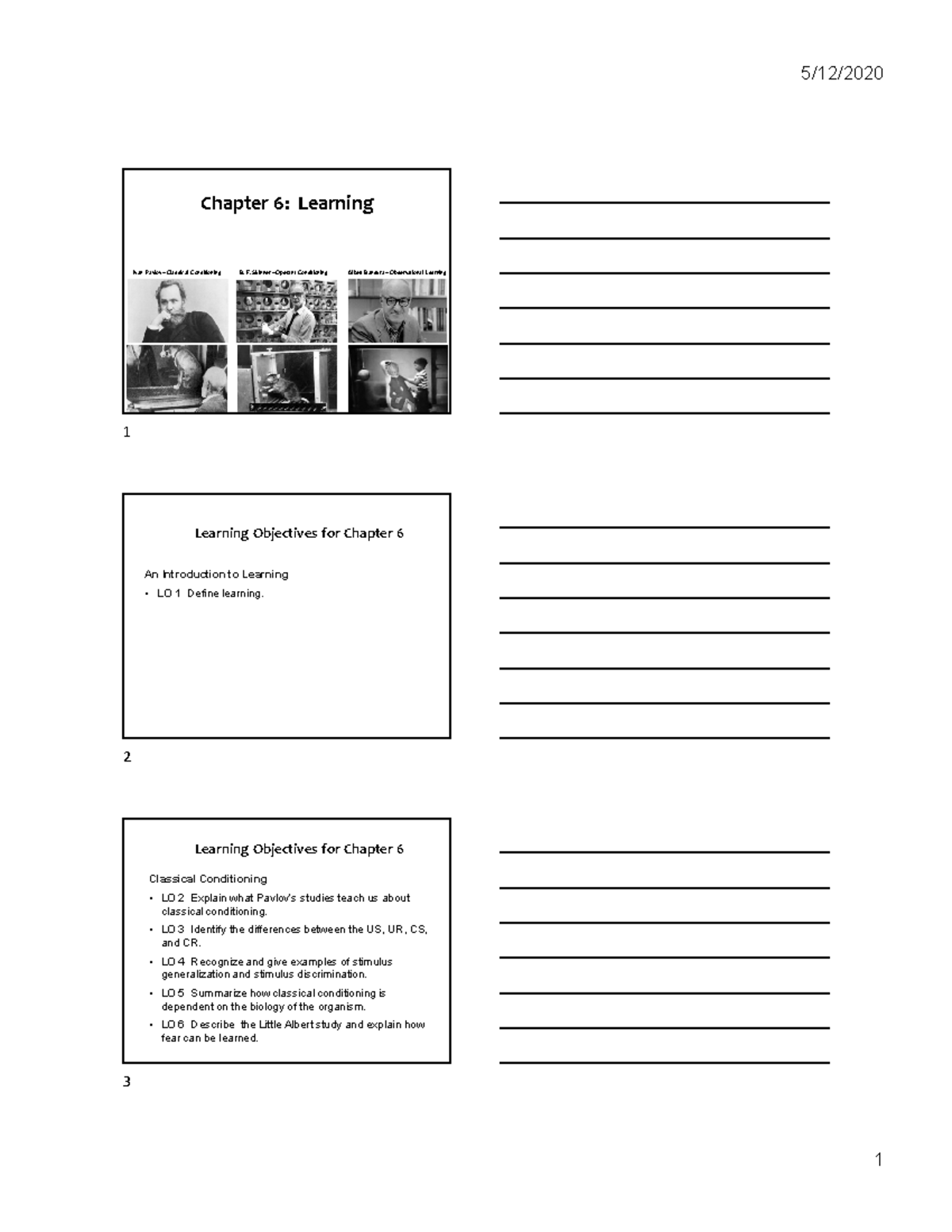 Chapter 6 Learning - Chapter 6: Learning Ivan Pavlov—Classical ...