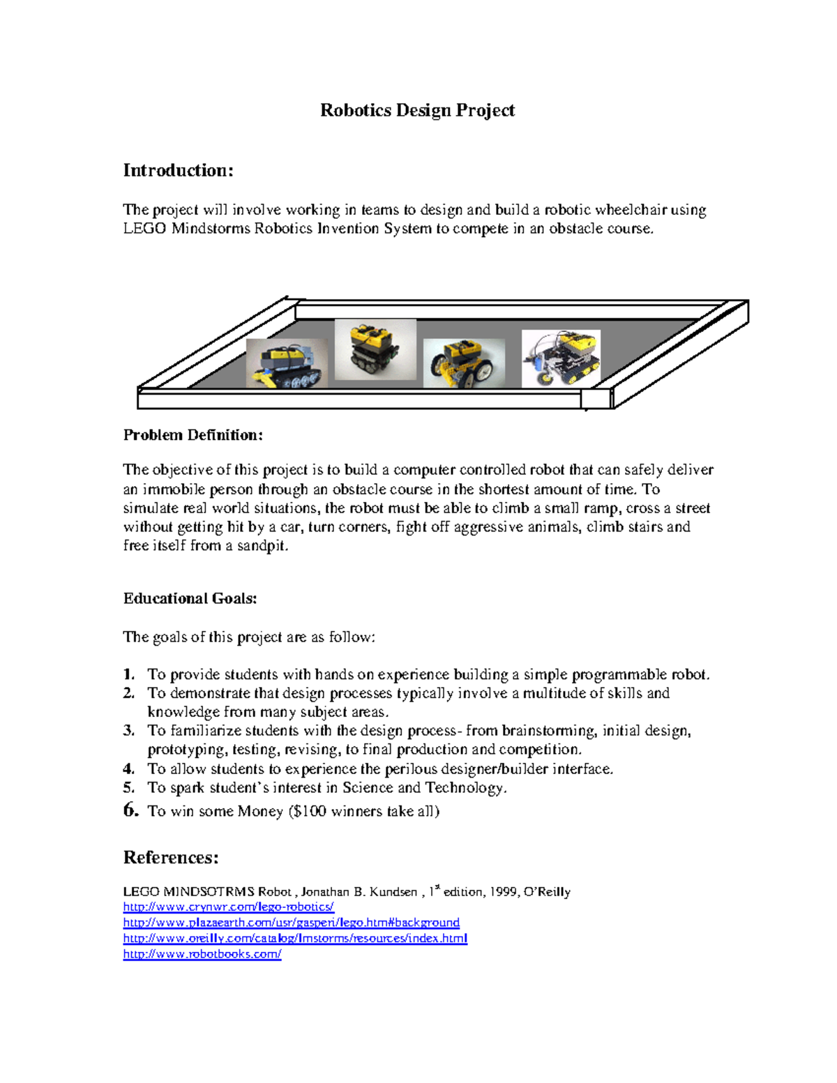 Robot specification - Robotics Design Project Introduction: The project ...