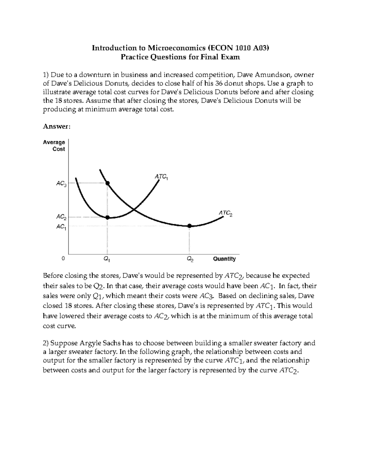 Practice Question (Final Exam) - Introduction to Microeconomics (ECON ...