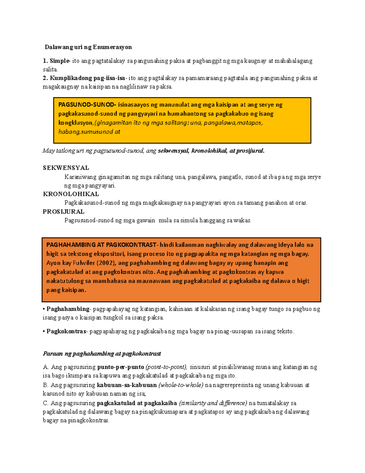 Tekstong- Ekspositori 085135 - Dalawang uri ng Enumerasyon Simple- ito ang pagtatalakay sa - Studocu