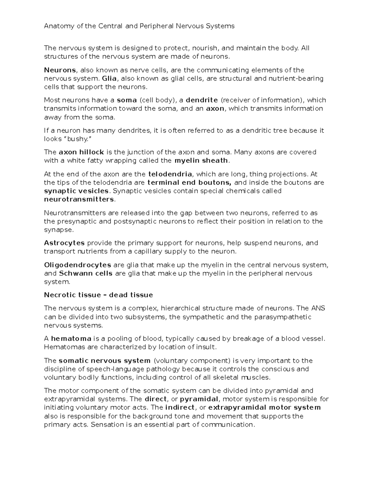 Anatomy of the Central and Peripheral Nervous Systems - The nervous ...