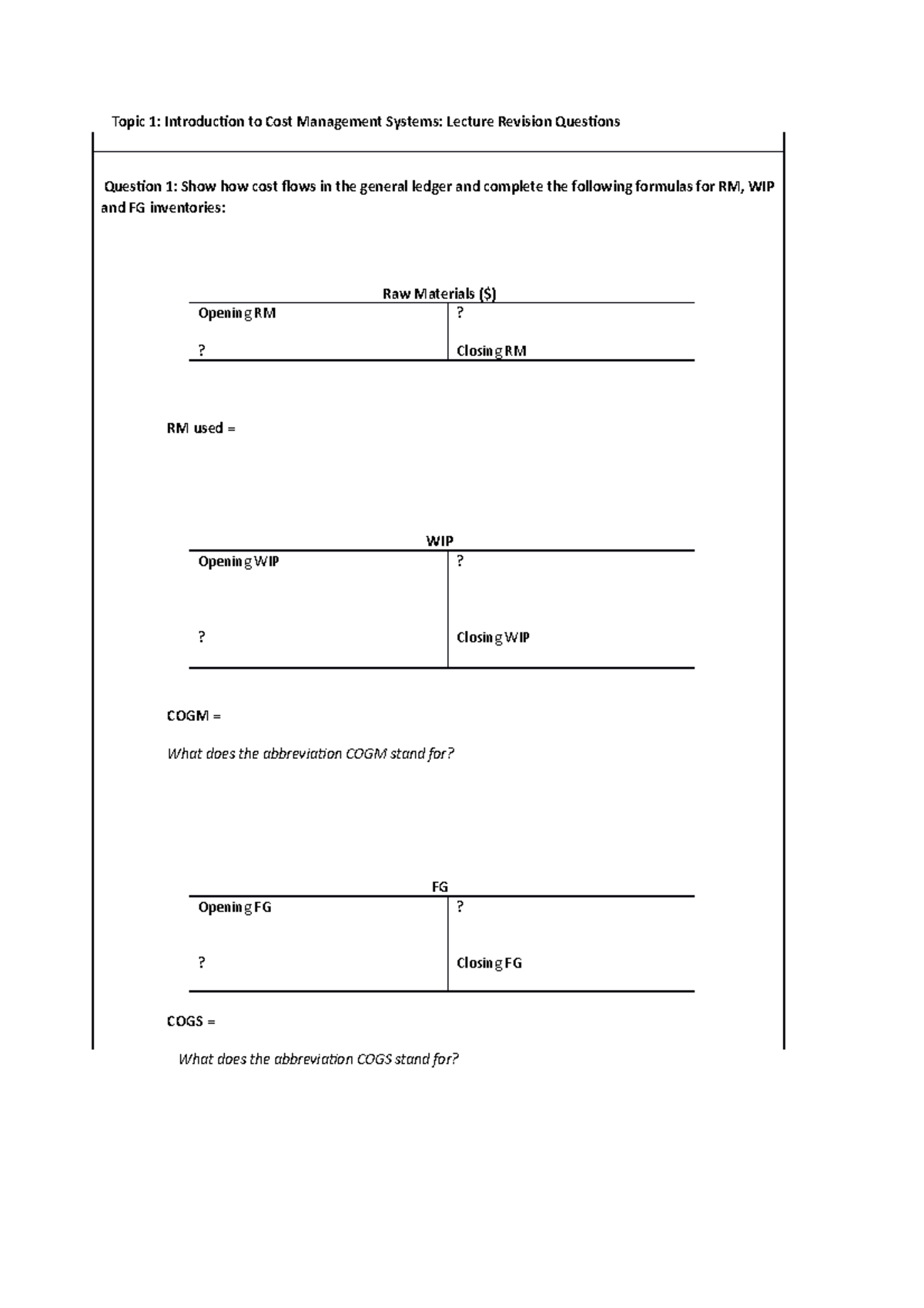 CMS Lecture 01 - Lecture Revision Questions - Topic 1: Introduction to ...