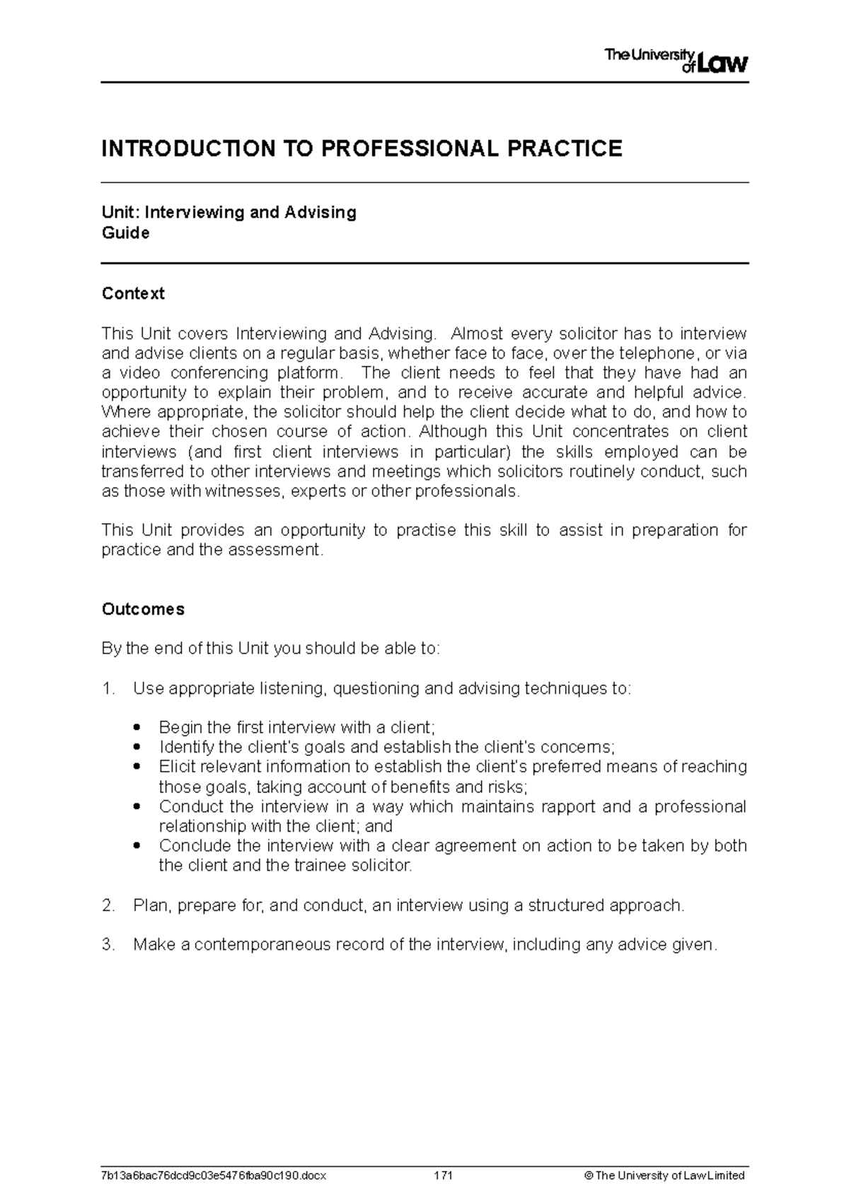 2 Interviewing and Advising Workshop - INTRODUCTION TO PROFESSIONAL ...