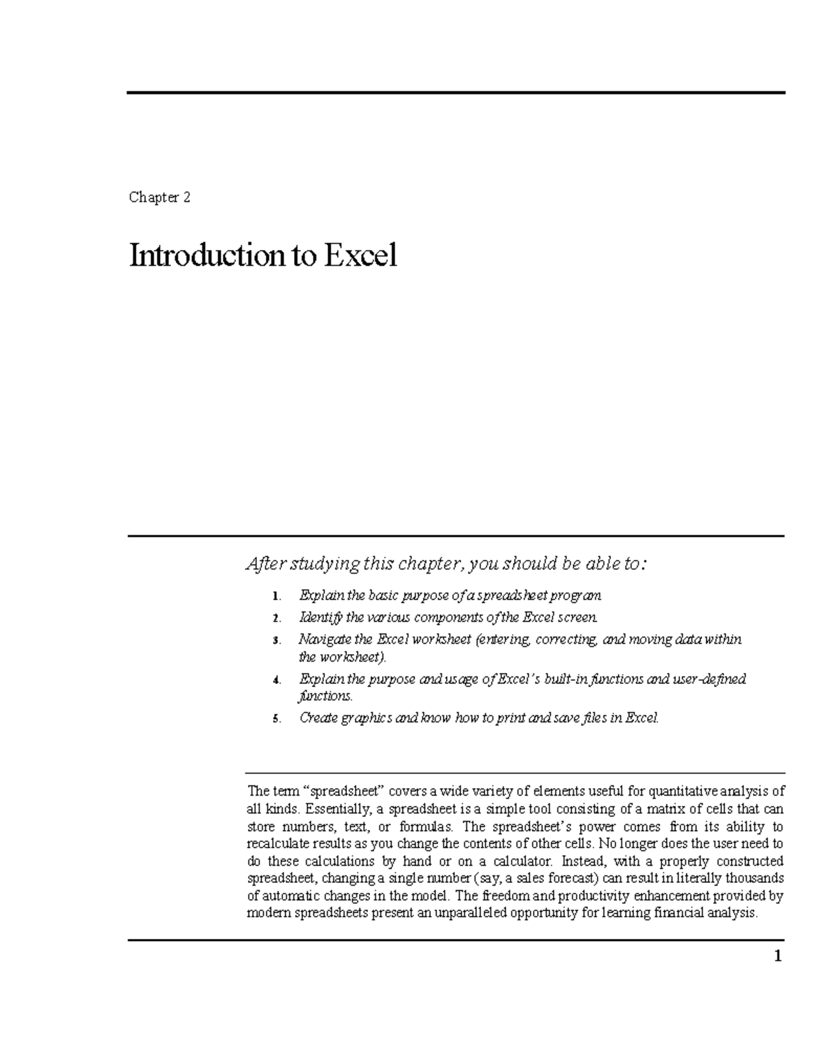 Chapter 2 ZAD - appliacation - Chapter 2 Introduction to Excel After ...