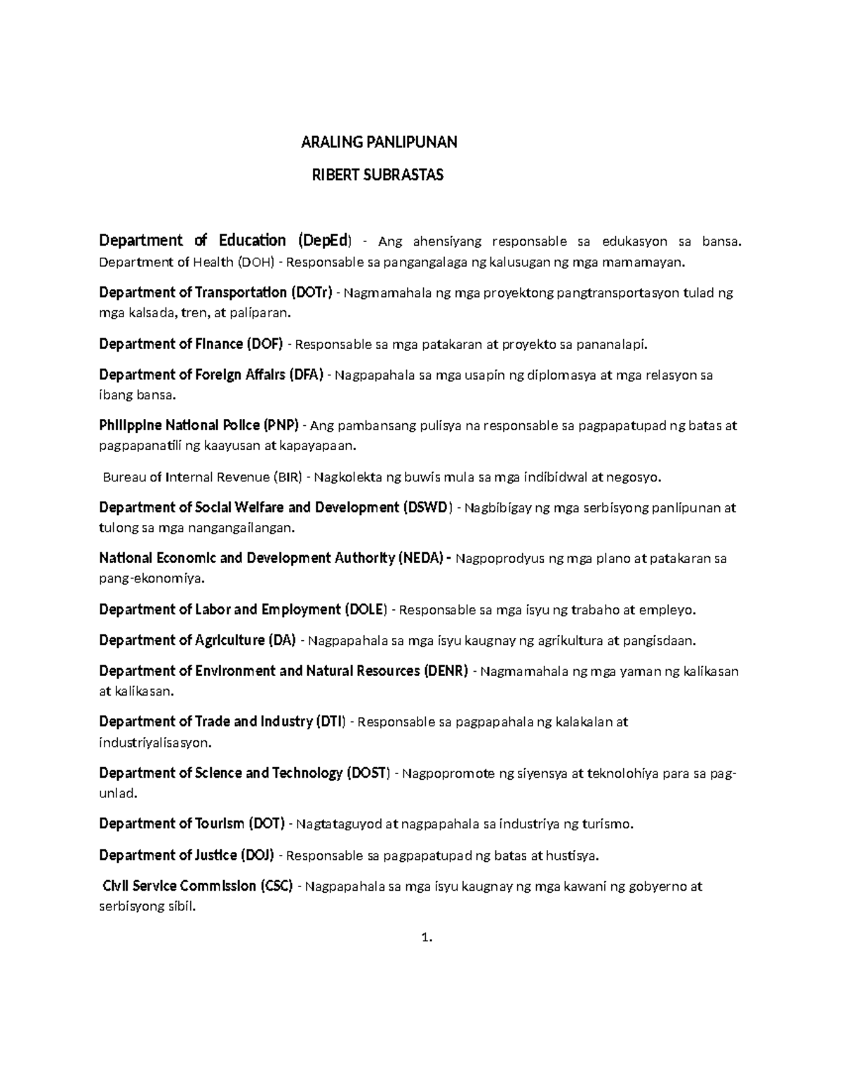 Araling Panlipunan - History - ARALING PANLIPUNAN RIBERT SUBRASTAS ...