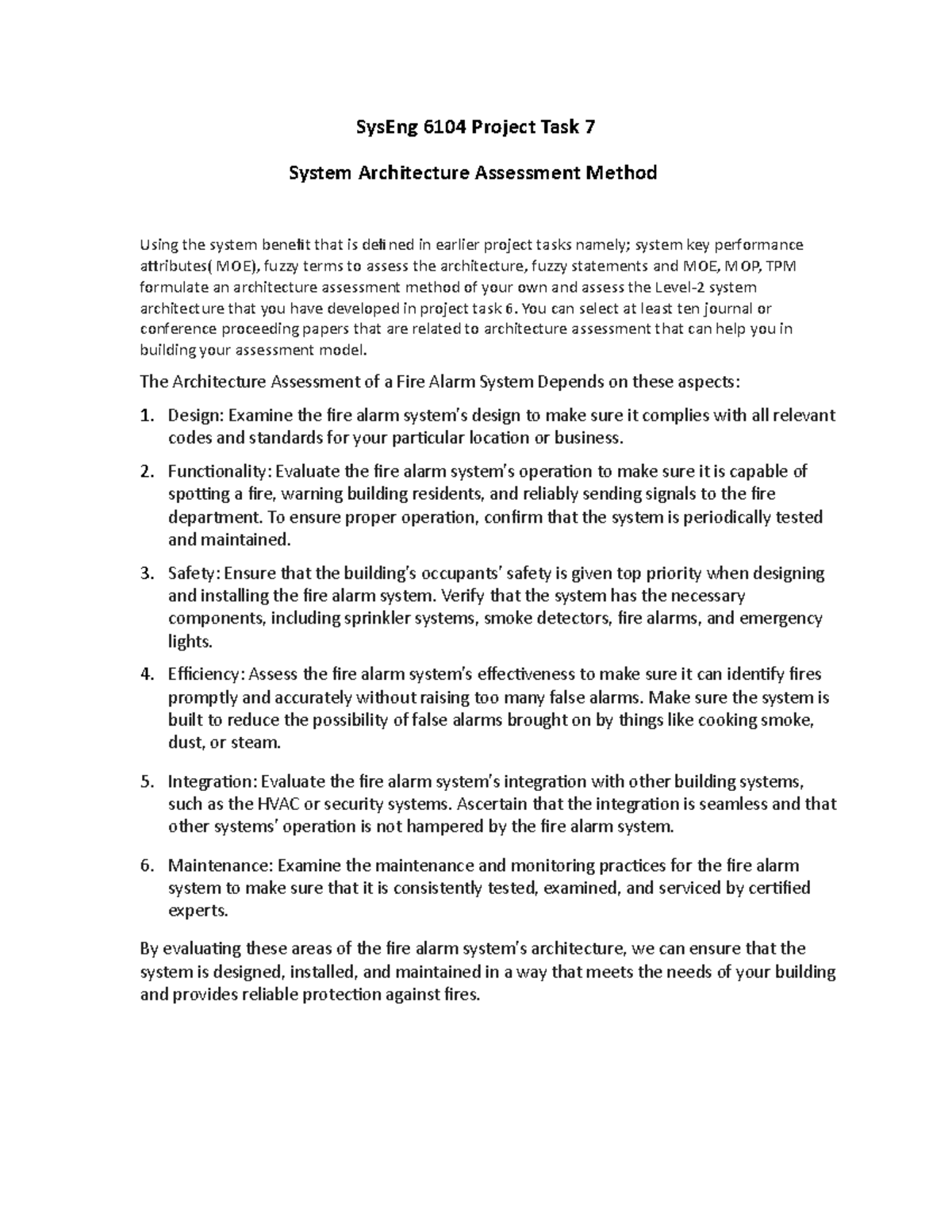 Project Task 7 Sys Eng 6104 Spring 2023 - SysEng 6104 Project Task 7 System Architecture ...