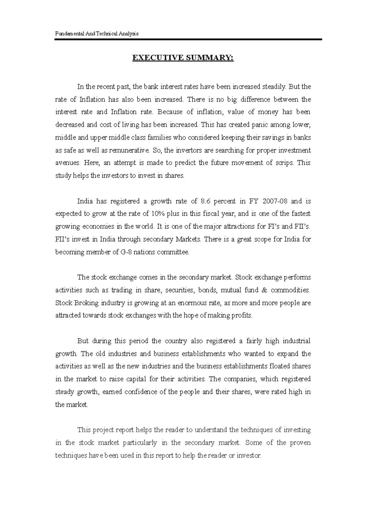 MBA Project on Fundamental and Technical Analysis of Kotak Bank ...