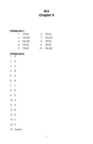 IA3 Chapter-7 Notes PART-1 - IA Chapter 7 PROBLEM 1: 1. FALSE 6. FALSE ...