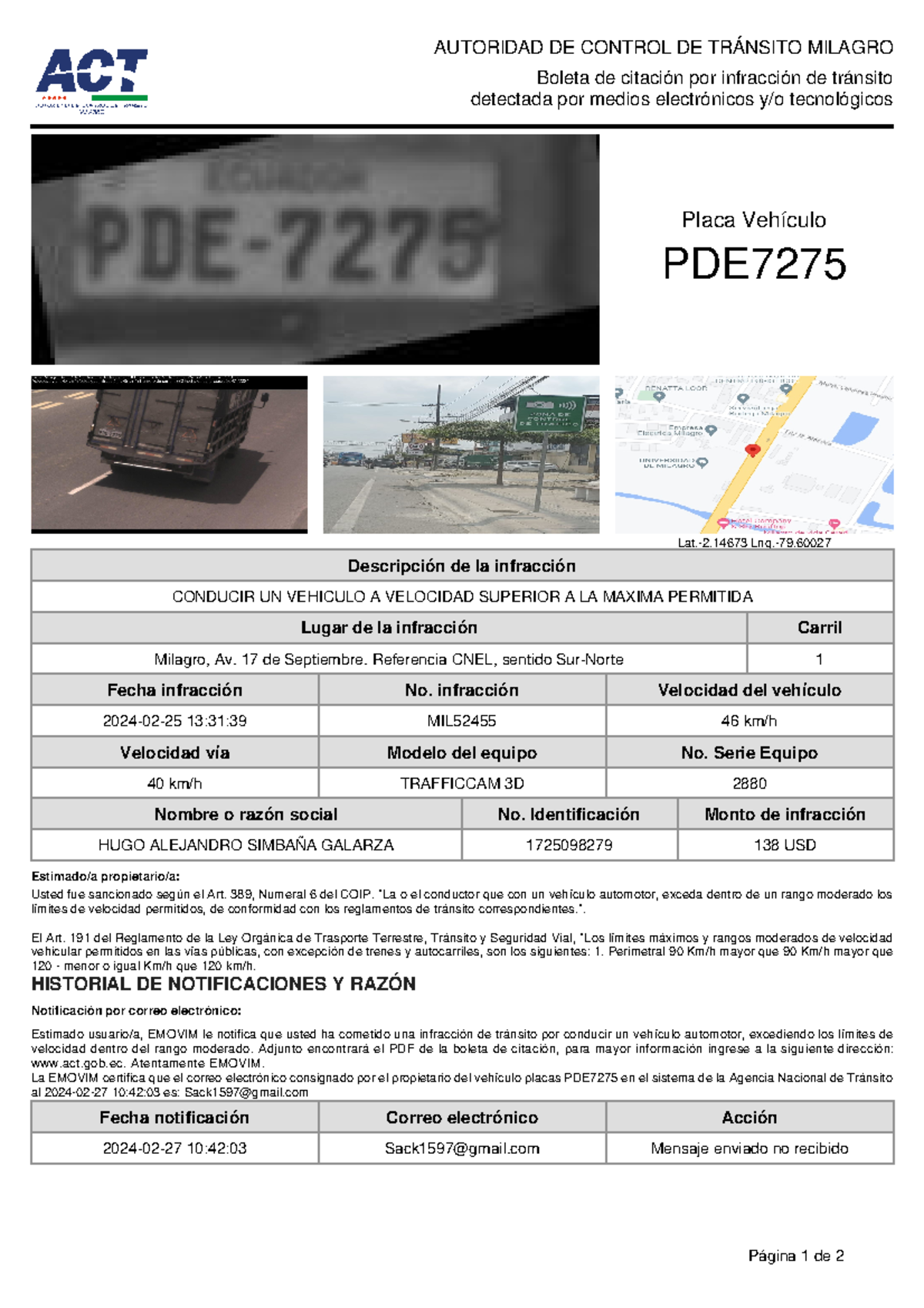 Descarga - AUTORIDAD DE CONTROL DE TRÁNSITO MILAGRO Boleta de citación ...
