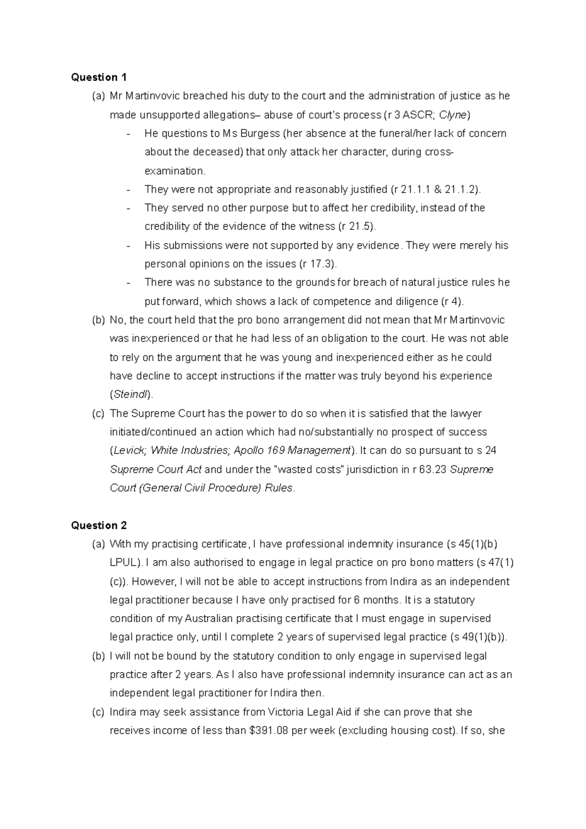 EPR 4.1 (Completed) - Ethics and professional responsibility - Question ...