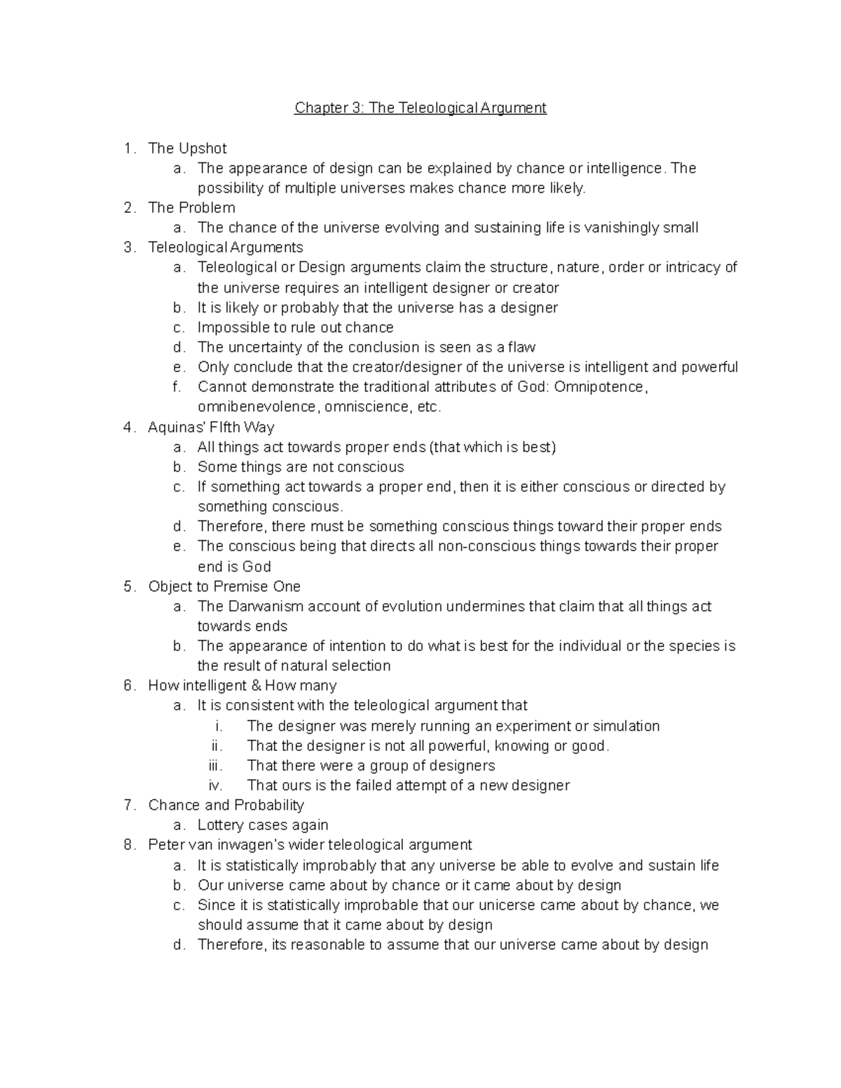 Chapter 3 The Teleological Argument - Chapter 3: The Teleological ...