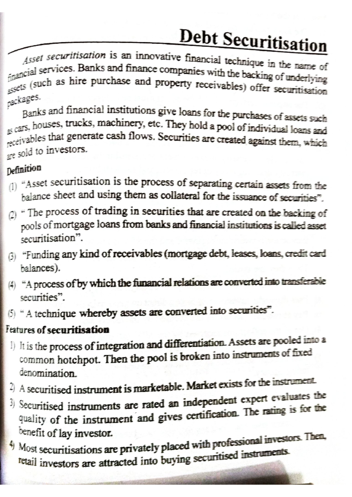 Debt securitisation - Bachelor of Law - Studocu