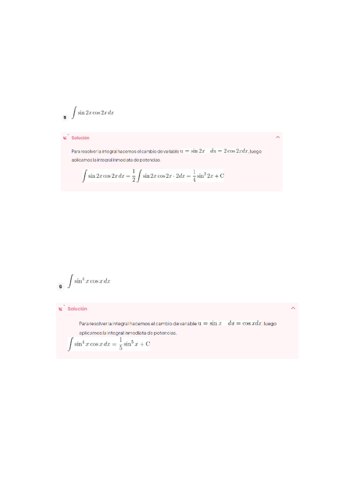 Integrales-3 - ejercicios - sin 2x cos 2x dx 5 Solución Para resolver ...