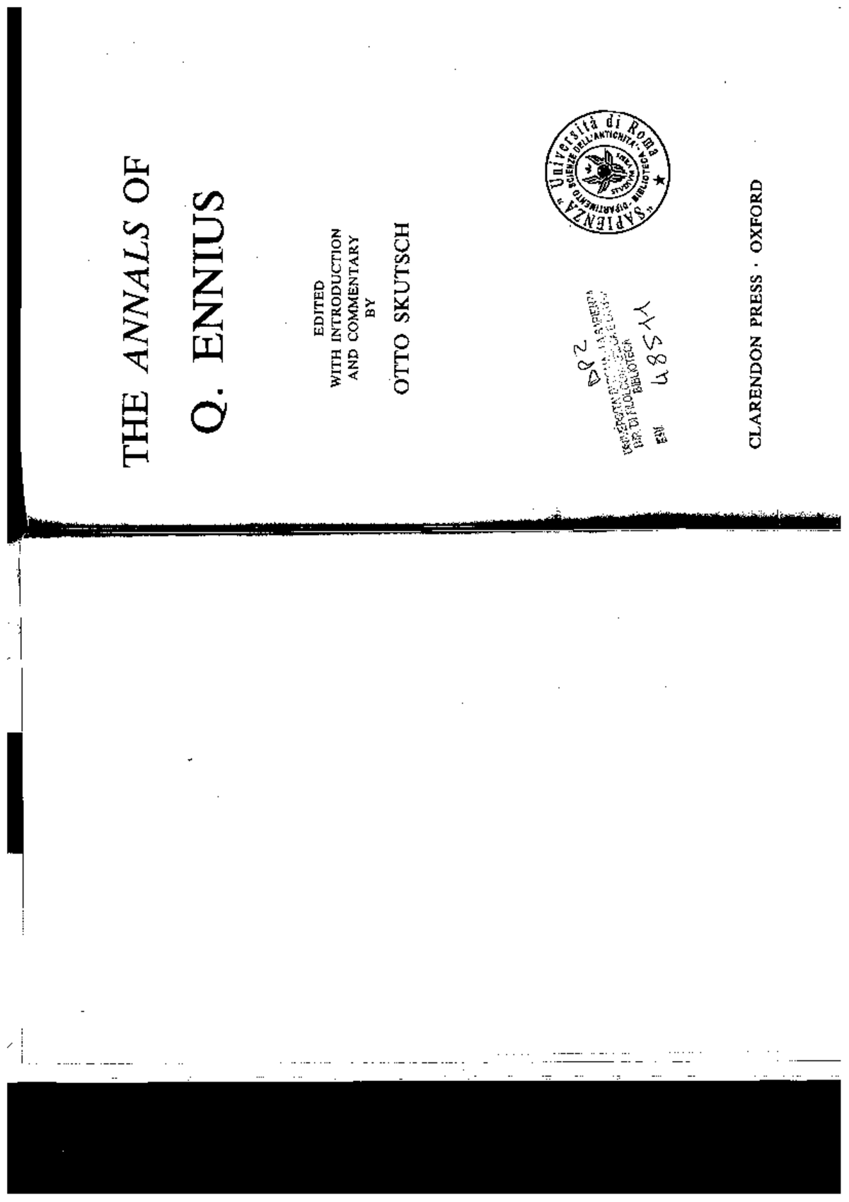 The Annals of Quintus Ennius (ed. O. Skutsch) - letteratura latina ...
