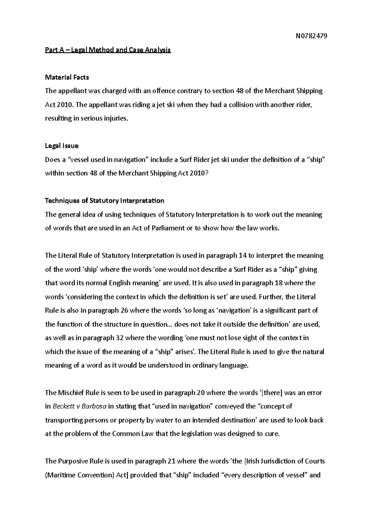 Legal & Professional Environment Coursework - Part A - N Part A – Legal ...