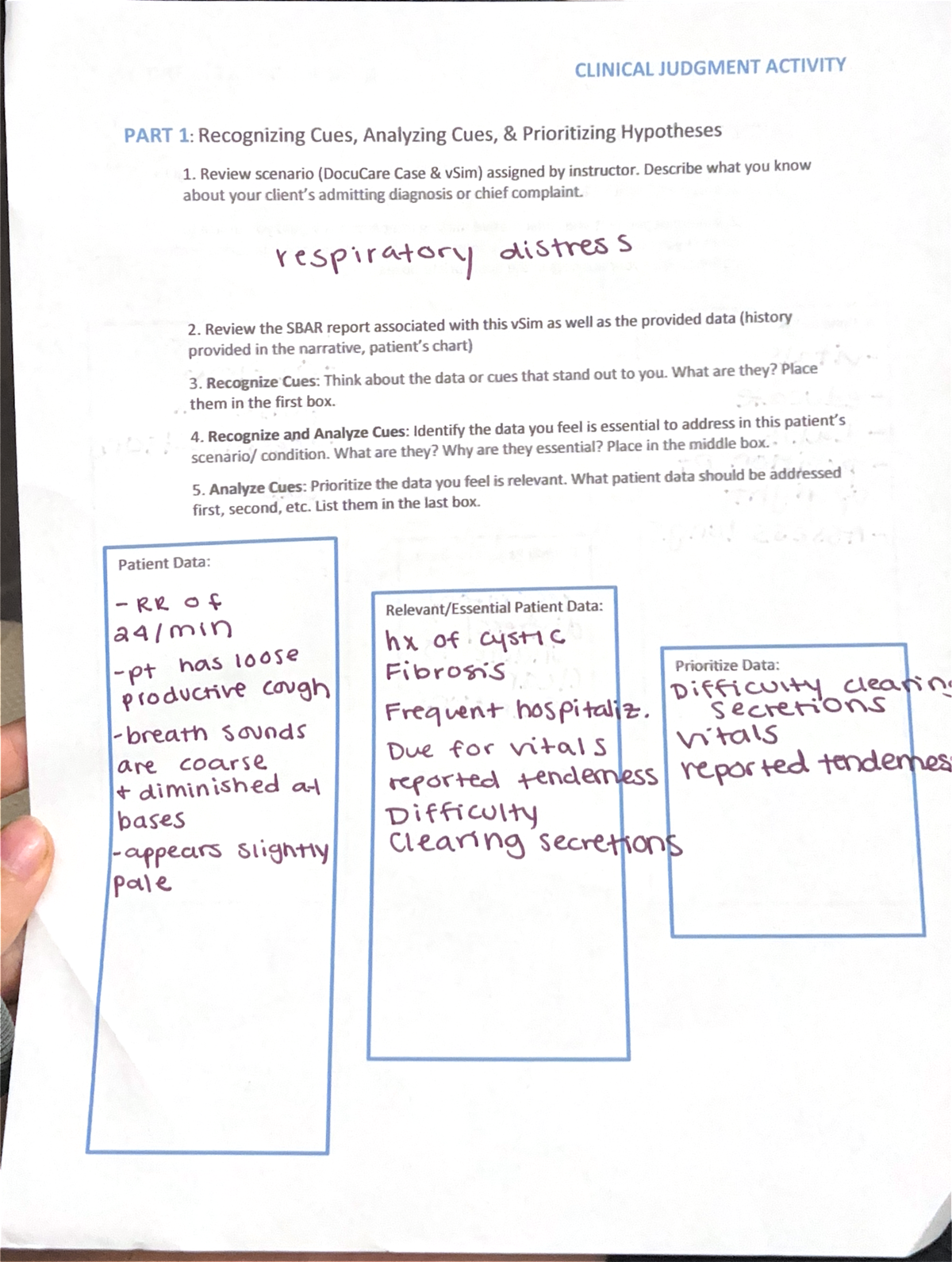 Clinical Judgment Activity - CLINICAL JUDGMENT ACTIVITY PART 1 ...
