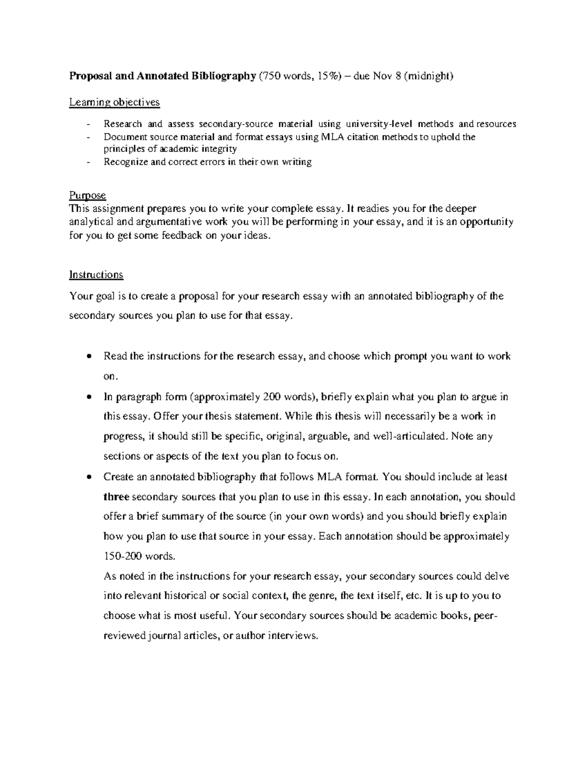 6. Proposal and Annotated Bibliography (Instructions and Rubric ...