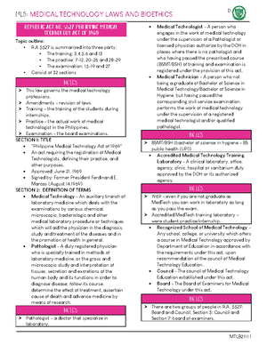 M3 MTLB - Review notes - MTAP 1 - MTLB/LABMAN MODULE #3: MEDICAL ...