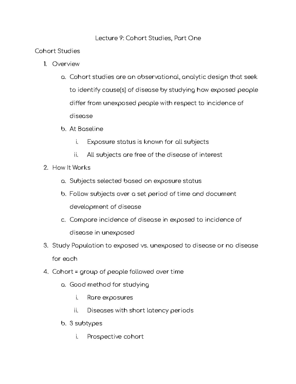 Lecture 9 part 1 - Epidemiology - Lecture 9: Cohort Studies, Part One ...