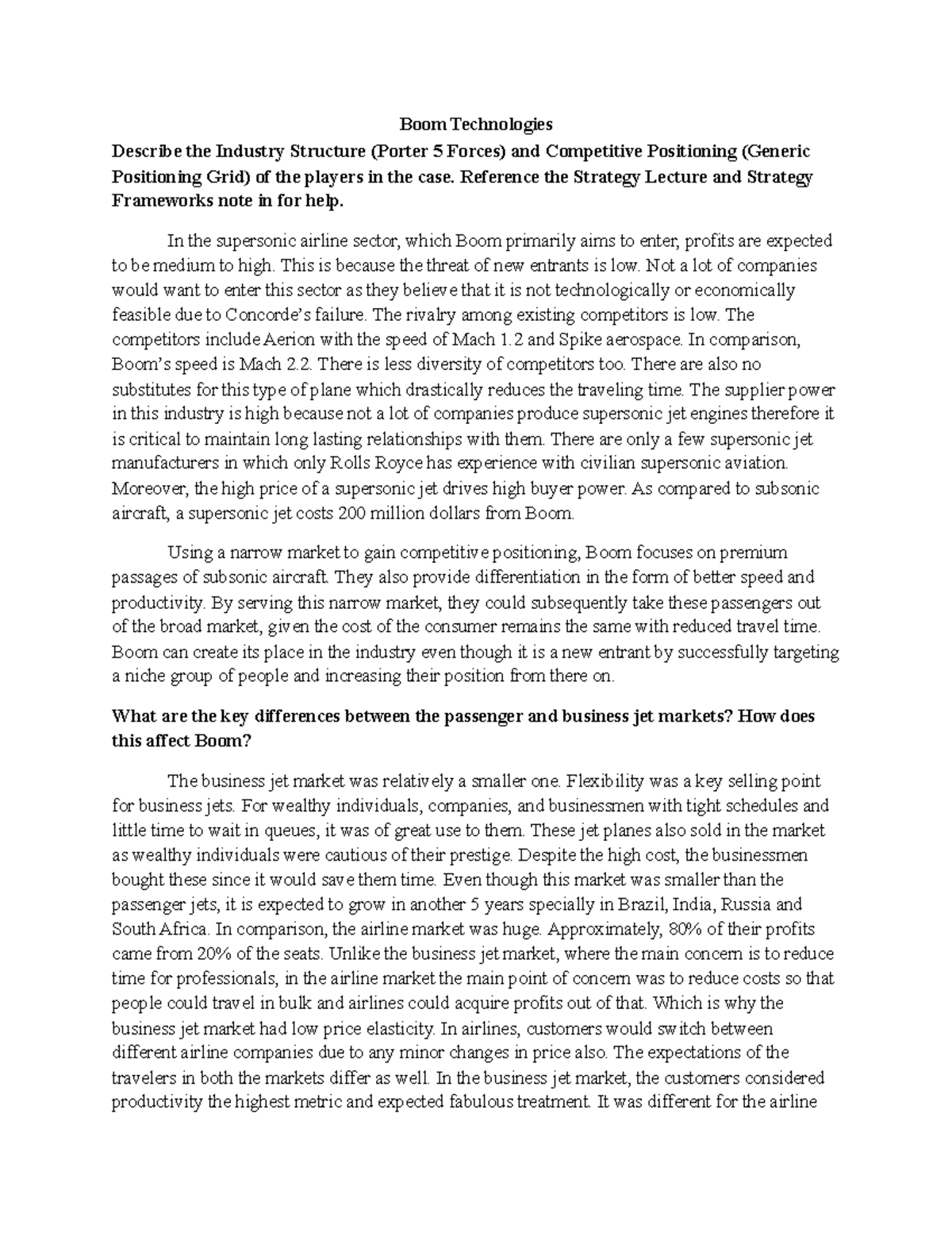 Boom Technologies case study - Boom Technologies Describe the Industry ...