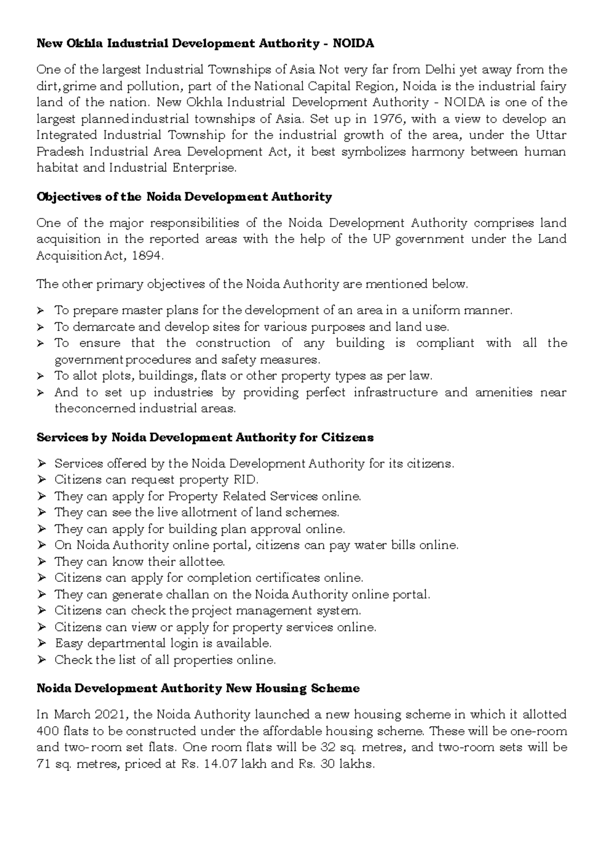 Land Law - Noida Development Authority - New Okhla Industrial ...