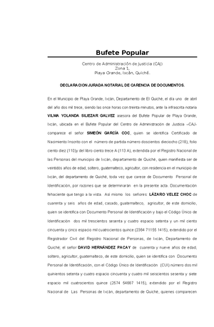 Declaración Jurada DE Enmienda DE Error Registral DE Lucio Velásquez ...