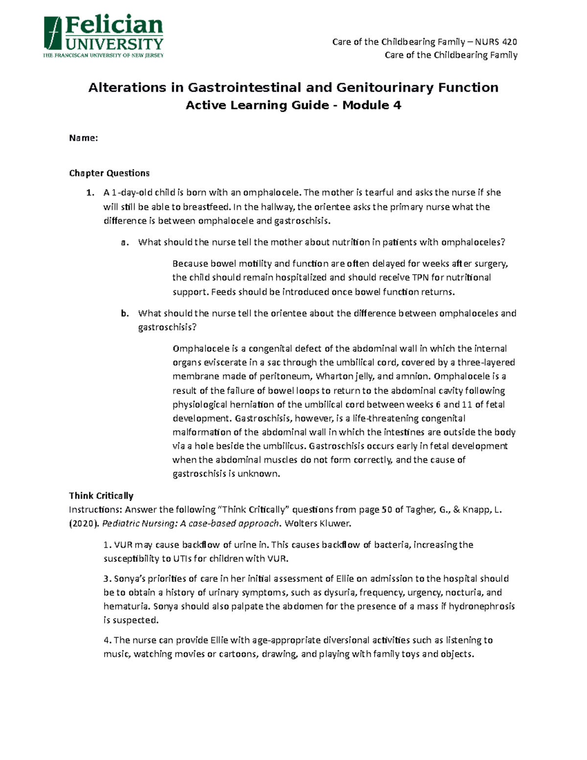 Alterations in Gastrointestinal and Genitourinary Function- Active ...