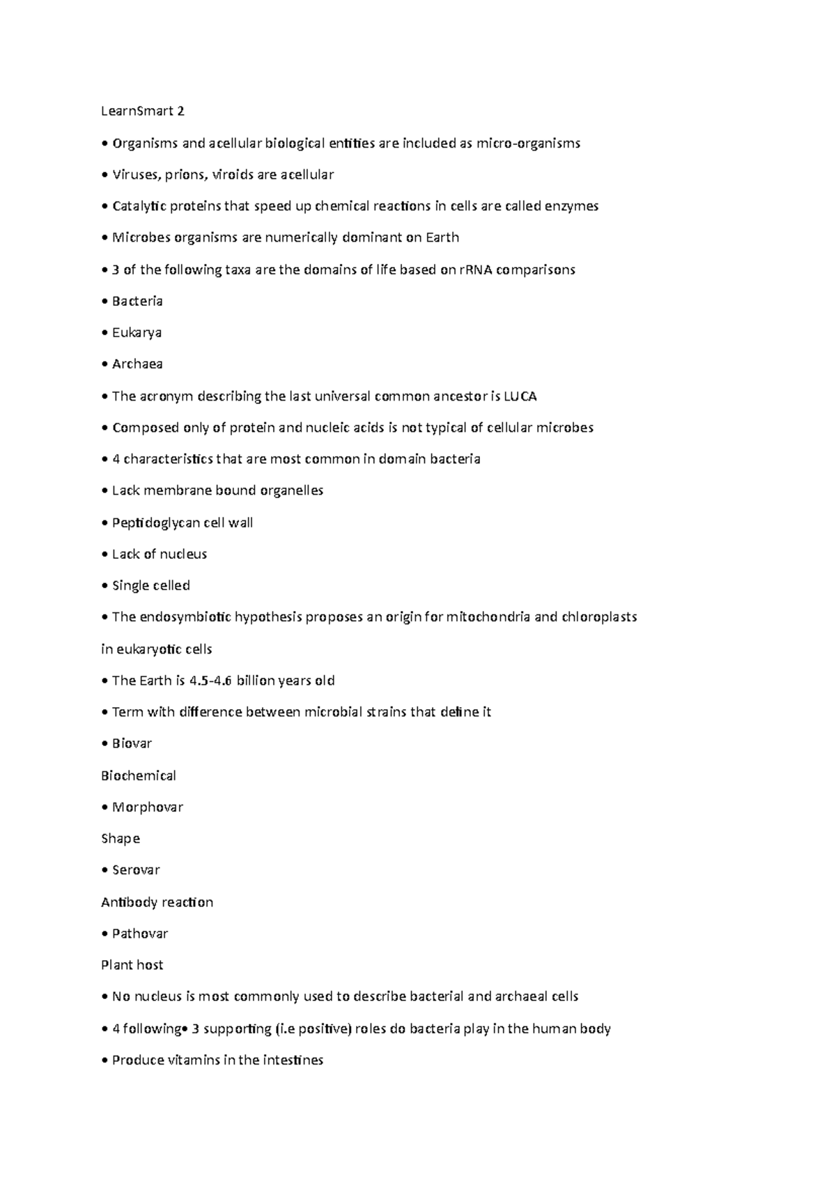 Learn Smart 2 - LearnSmart 2 Organisms and acellular biological ...