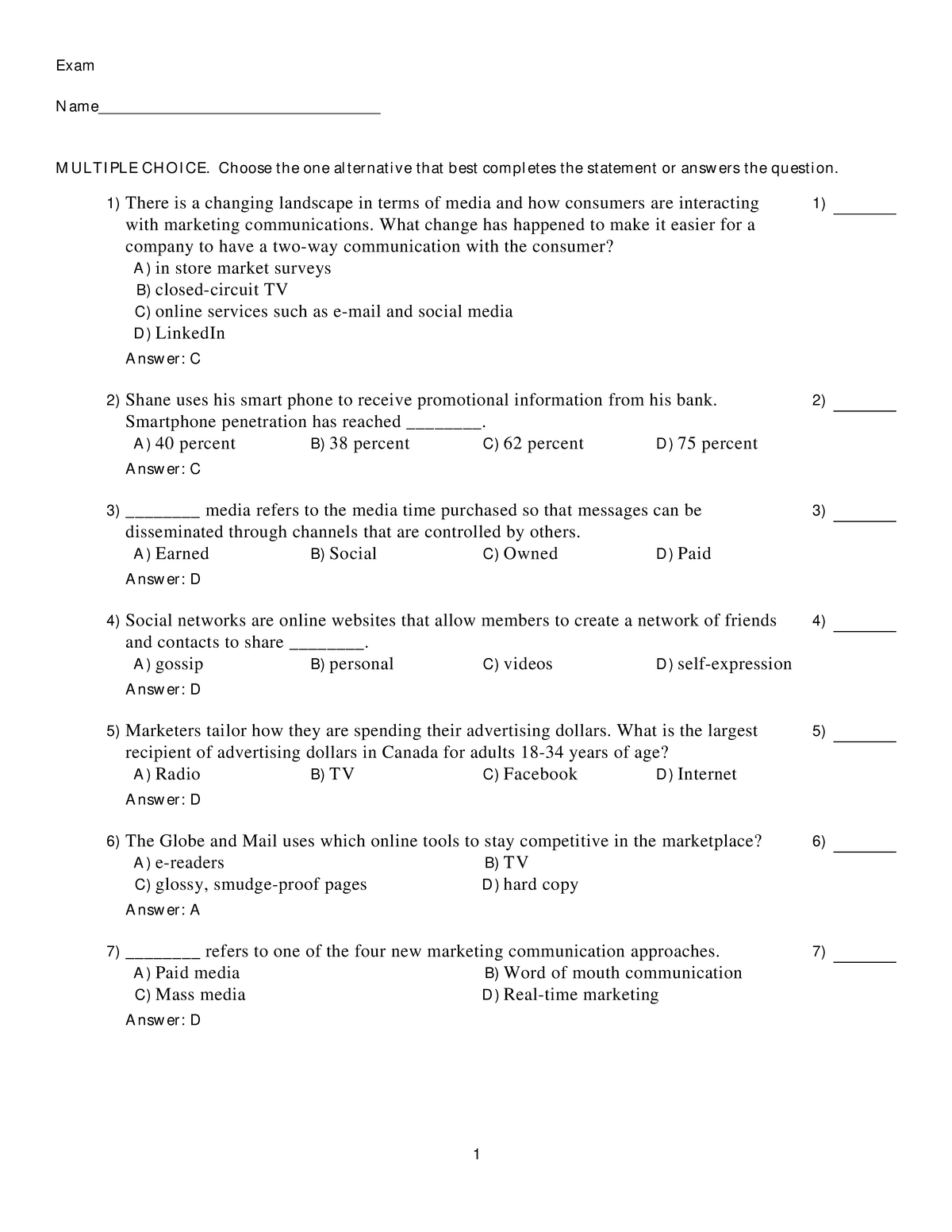 Untitled 12 - Mos 1021 Questions and answers - Exam Name