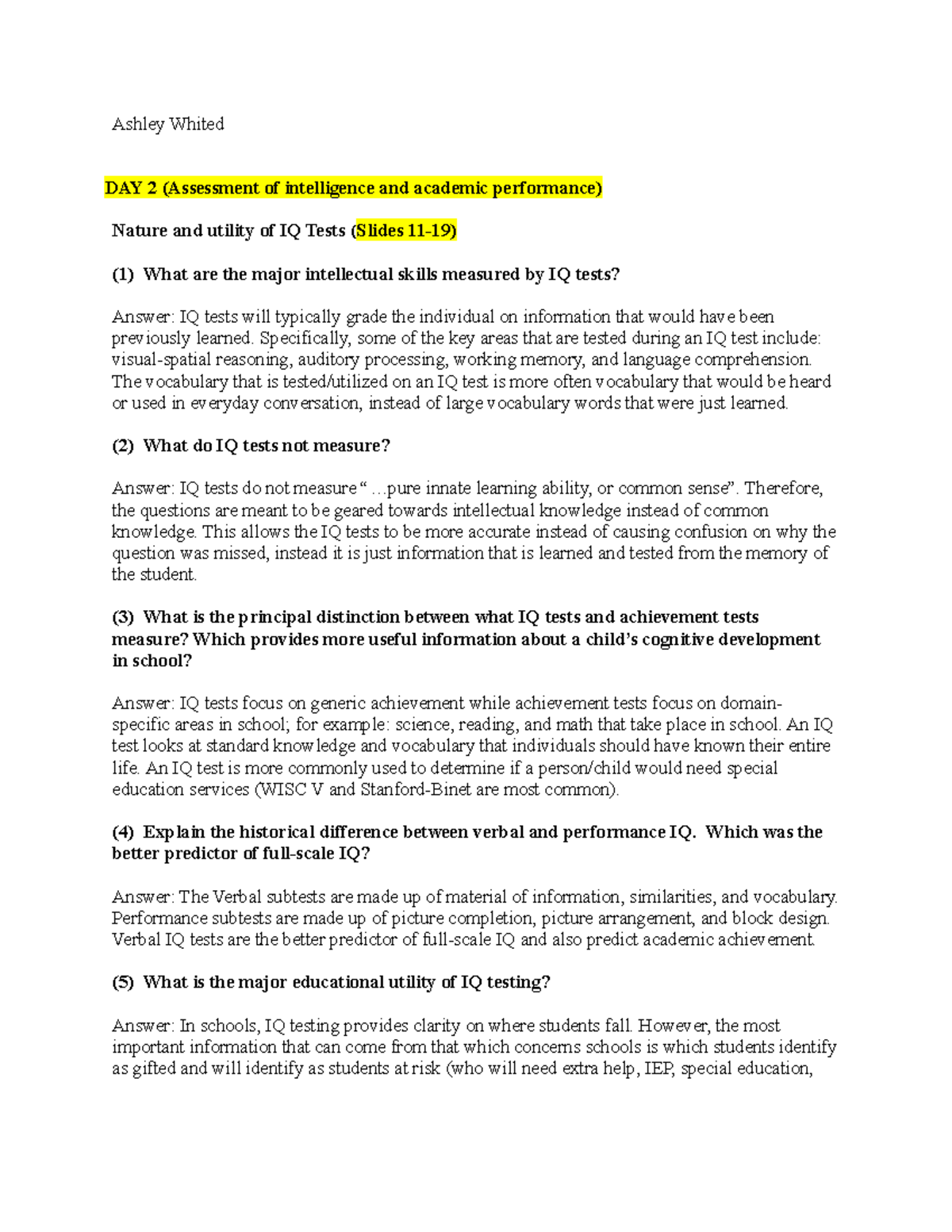 EDPY Unit A Day 2 - Lecture notes 2 - Ashley Whited DAY 2 (Assessment ...