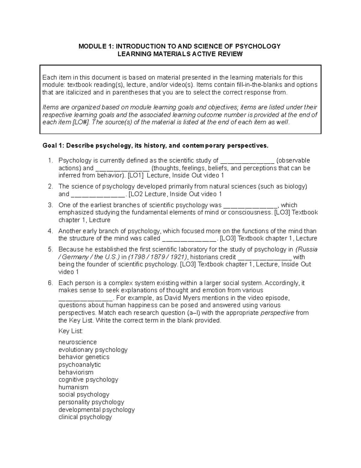 Module 1 guide-review - MODULE 1: INTRODUCTION TO AND SCIENCE OF ...