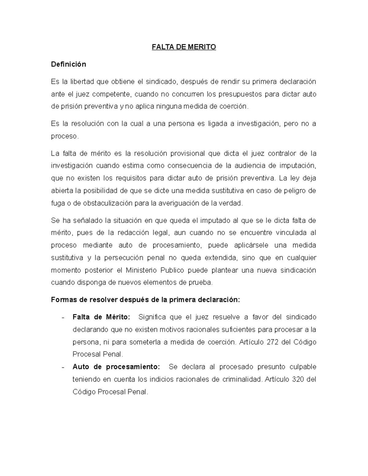 Falta DE Merito TEMA 1 - FALTA DE MERITO Definición Es la libertad que ...