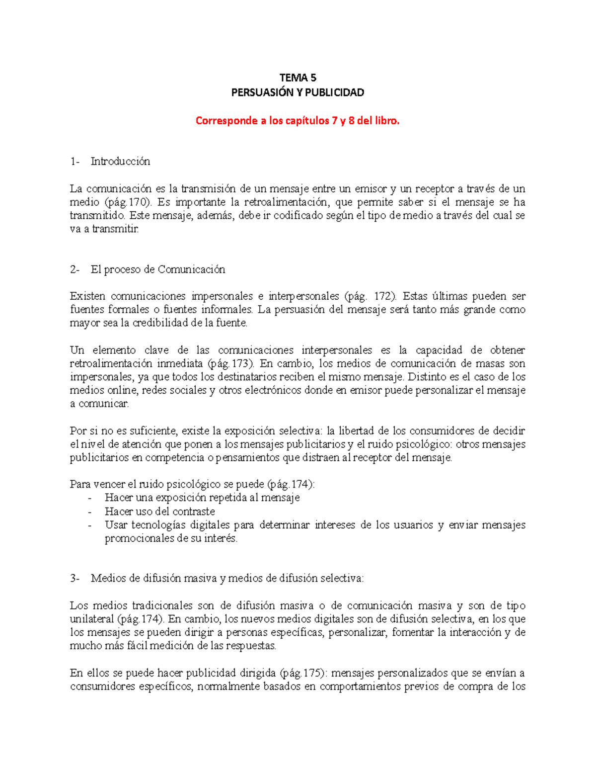 GUIA CC5 - esp - guia tema 5 - TEMA 5 PERSUASIÓN Y PUBLICIDAD Corresponde a los capítulos 7 y 8 ...