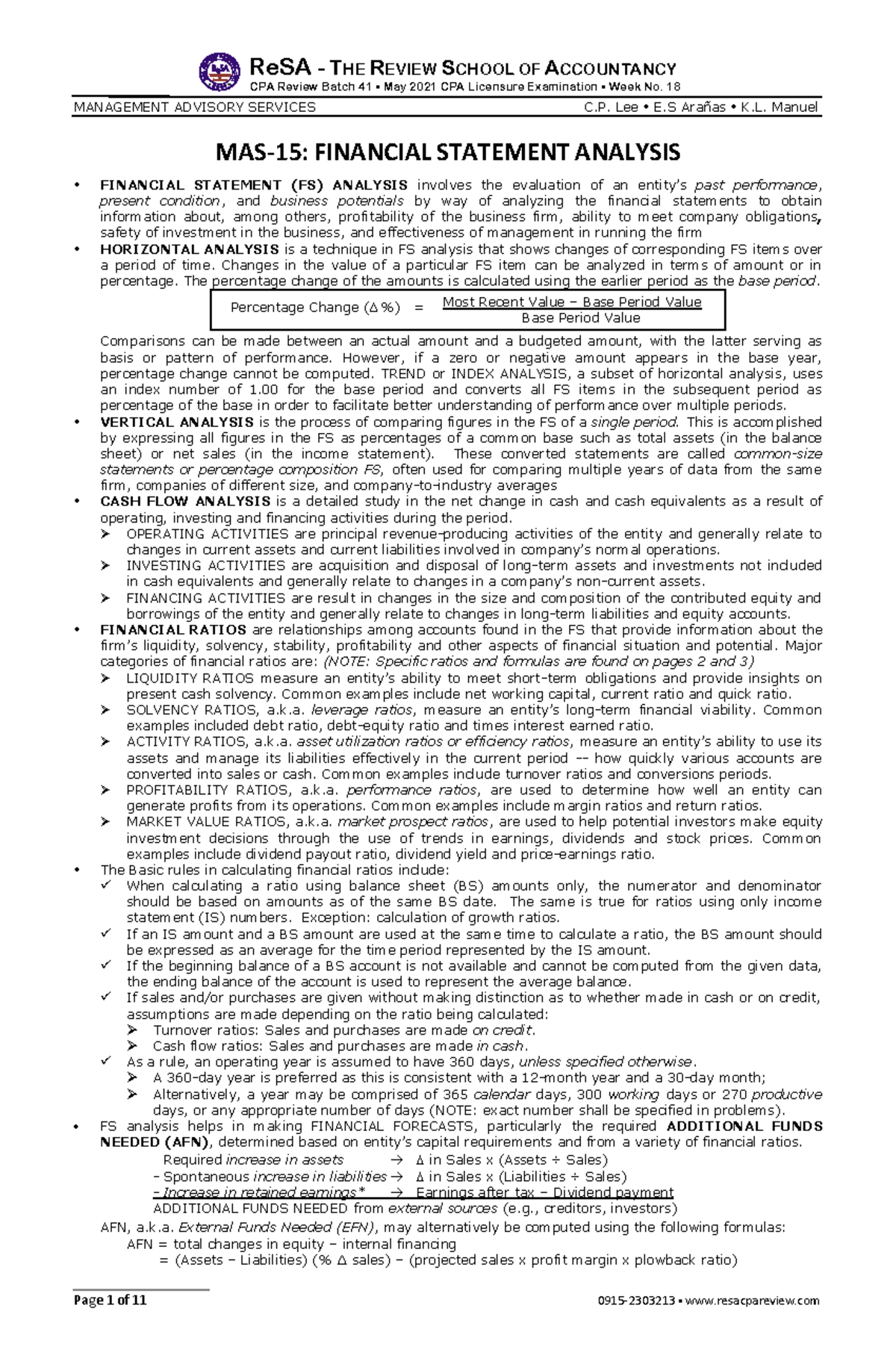 6279927 1 9-MAS-1 5 - RESA MAS 15 - ReSA - THE REVIEW SCHOOL OF ...