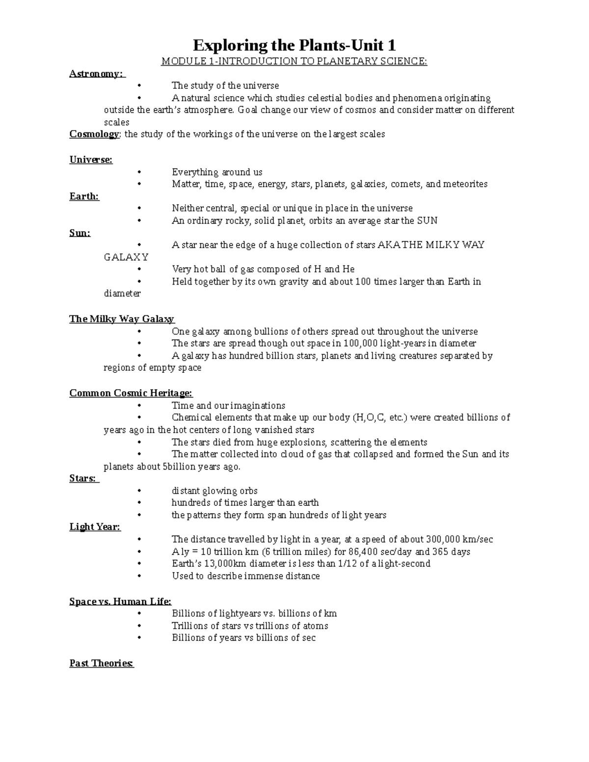 Unit 1 Notes - M/C with answers - Exploring the Plants-Unit 1 MODULE 1 ...