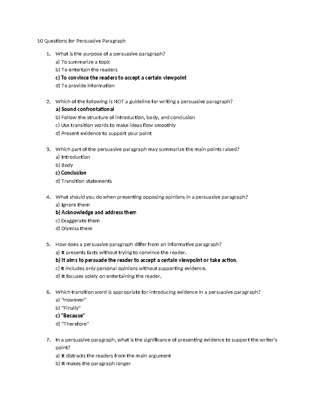 10 Persuasive Questions - 10 Questions for Persuasive Paragraph 1. What ...