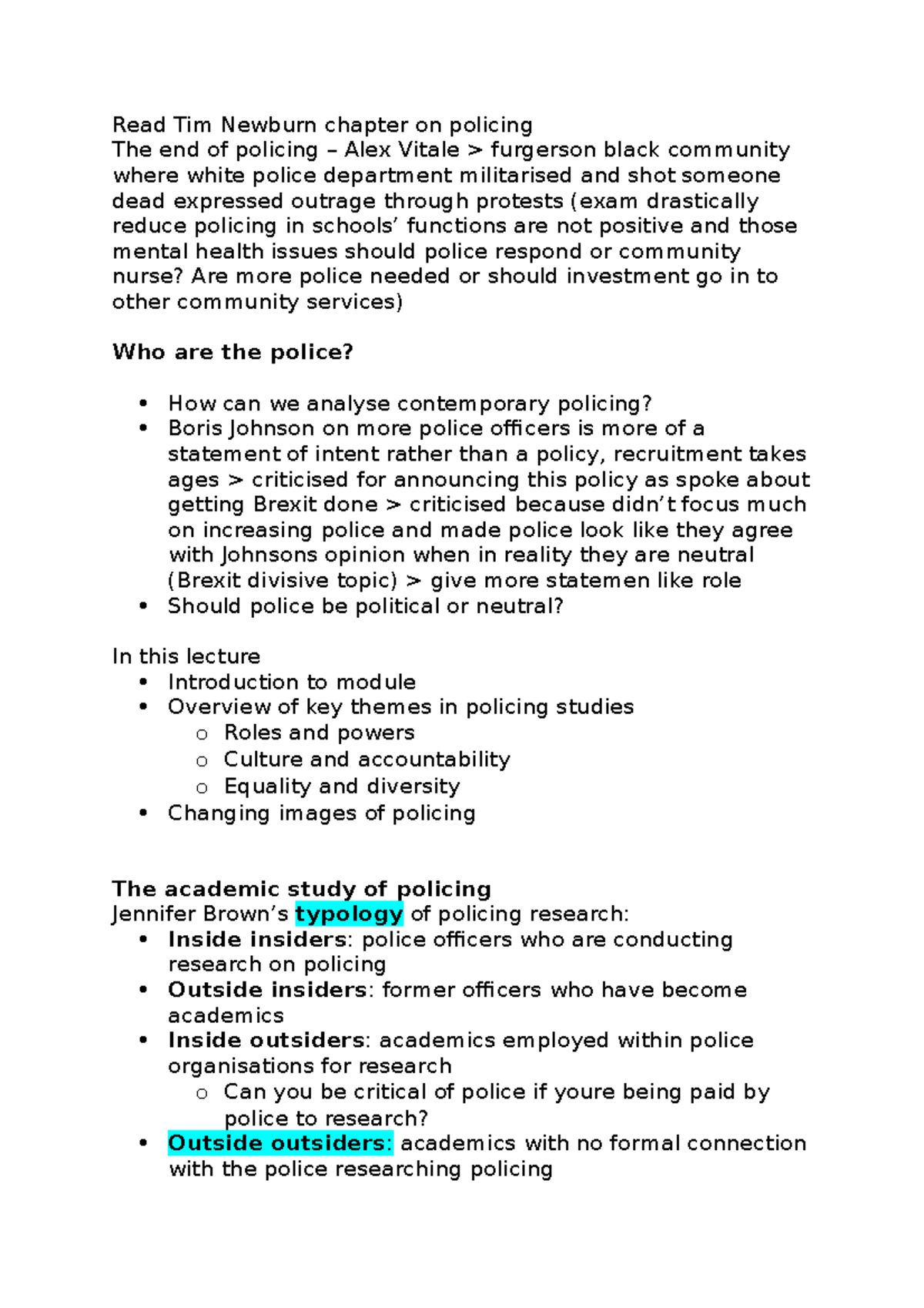 Who are the police? - Read Tim Newburn chapter on policing The end of ...