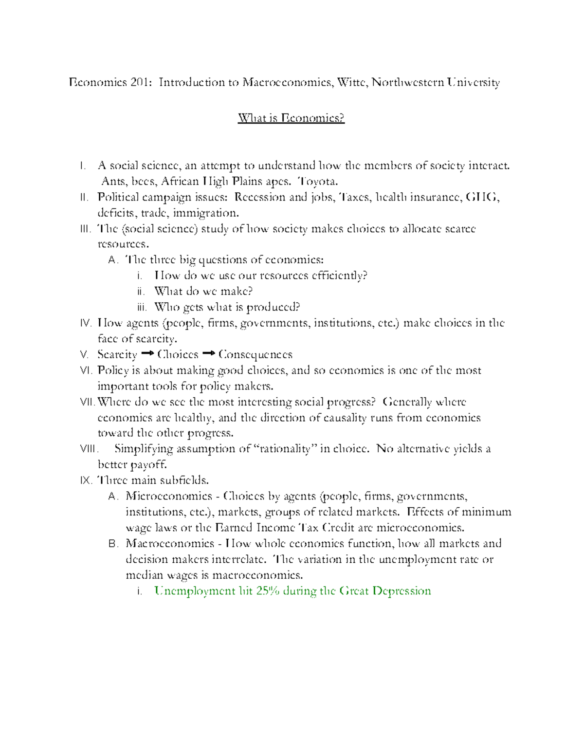 Econ 201 Intro - Google Docs - Introduction To Economics I: Macroeconomics - Economics 201 ...