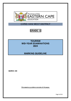 GR 12 Tourism 2023 LAST PUSH Revision Booklet Ecdoe - TOURISM GRADE 12 ...