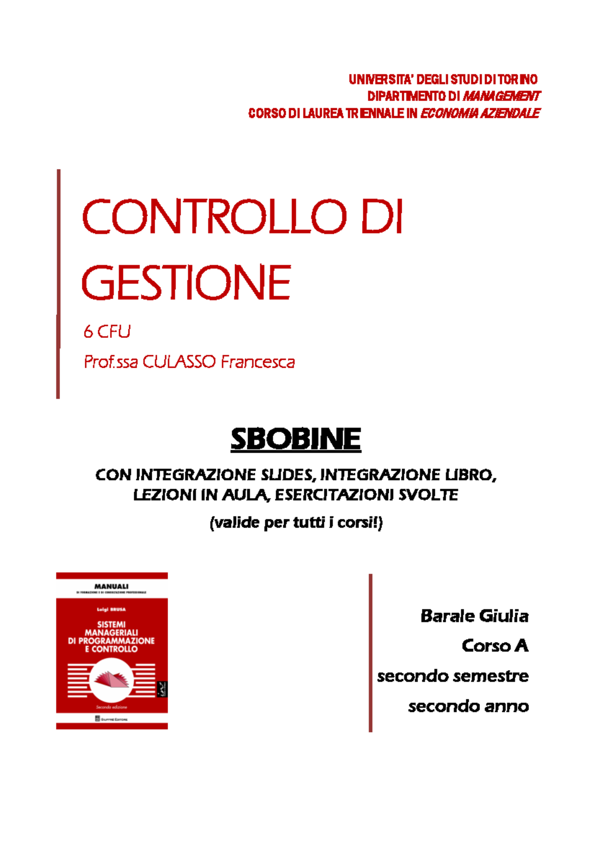 Riassunto controllo di gestione - Warning: TT: undefined function: 32 Warning: TT: undefined ...