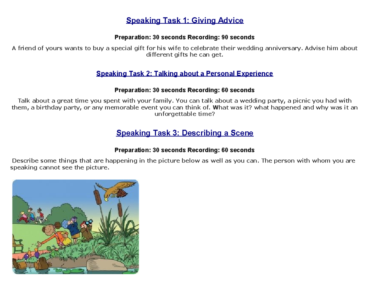Speaking Examples - english practice - Speaking Task 1: Giving Advice ...