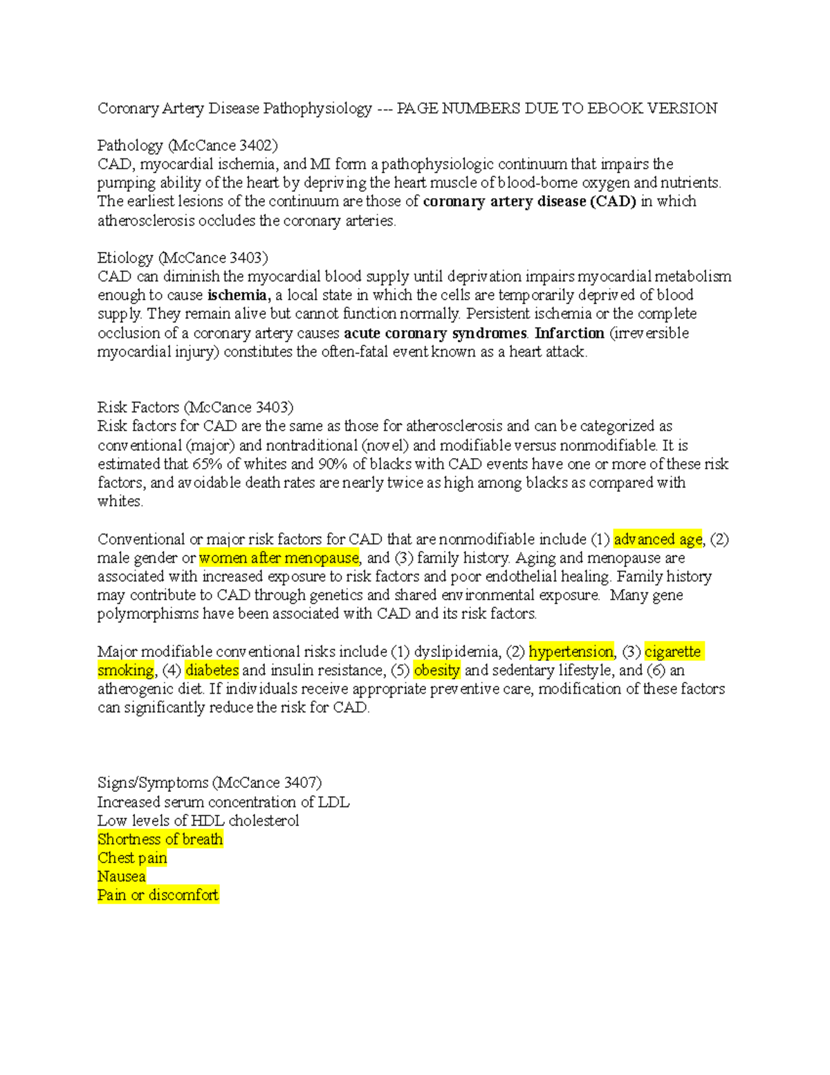 CAD PATH - A pathophysiology report for CAD - Coronary Artery Disease ...